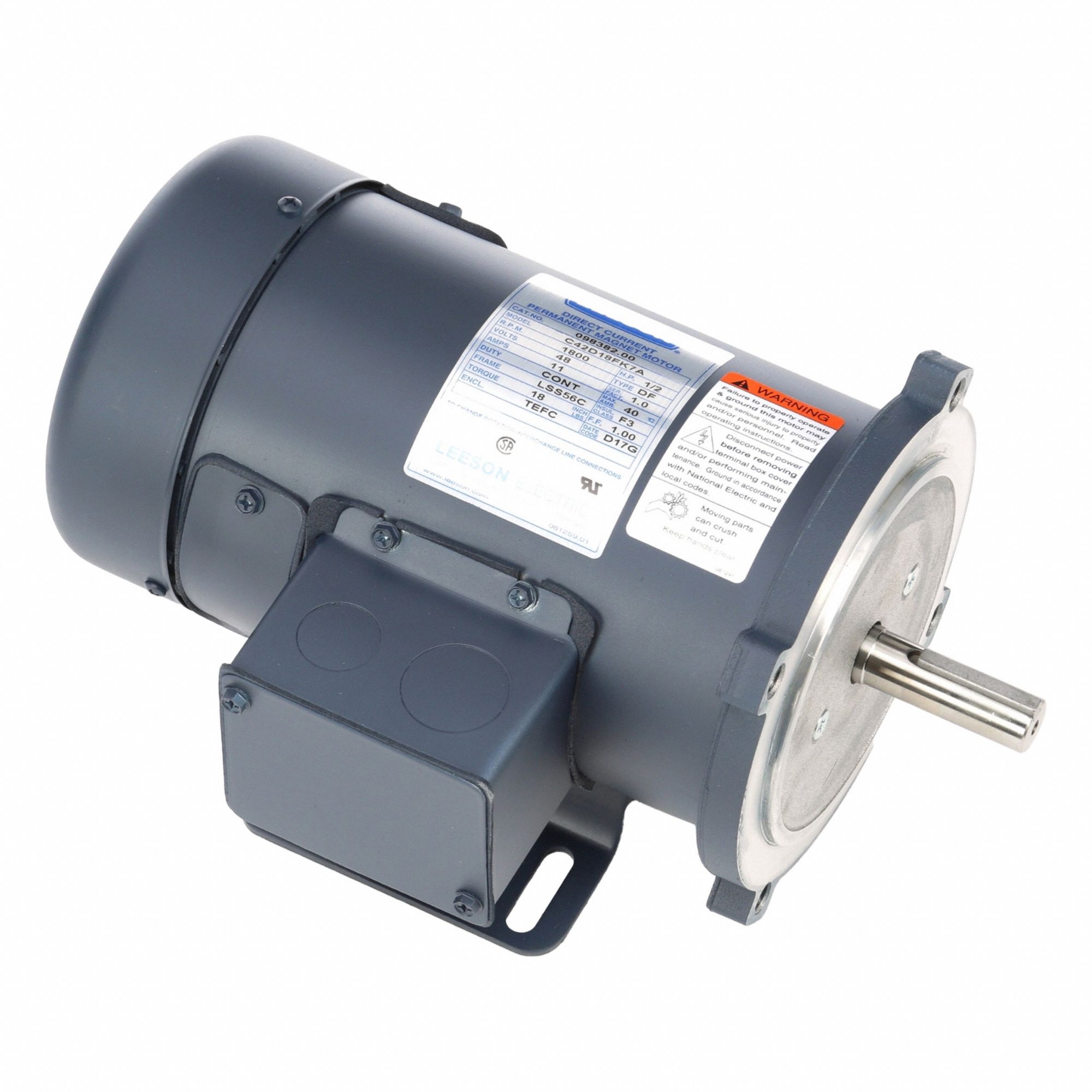 LEESON, 1/2 HP, 1,800 Nameplate RPM, DC Permanent Magnet Motor - 820GV3 ...
