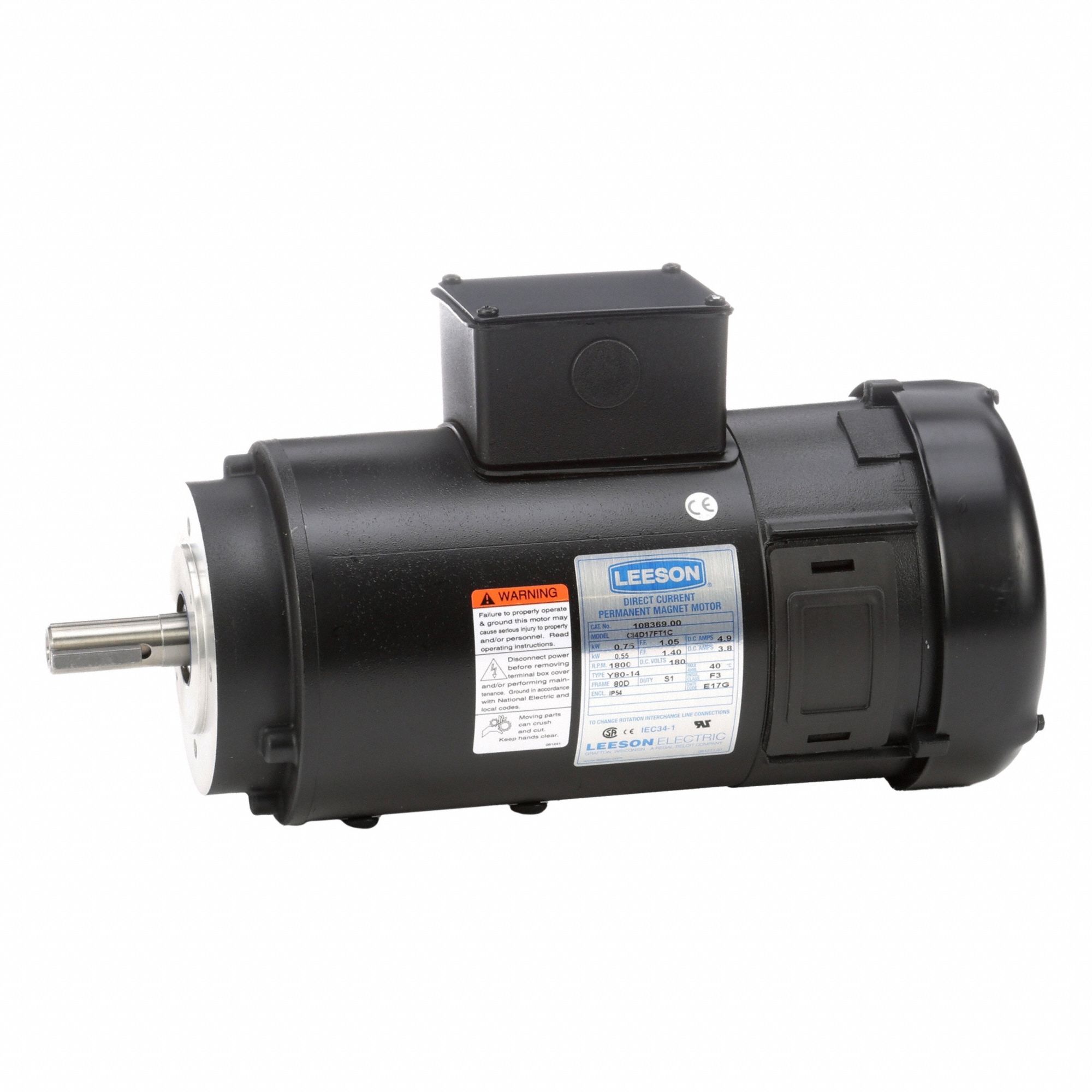 LEESON, 3/4 HP, 1,800 Nameplate RPM, DC Permanent Magnet Motor - 820GV4 ...