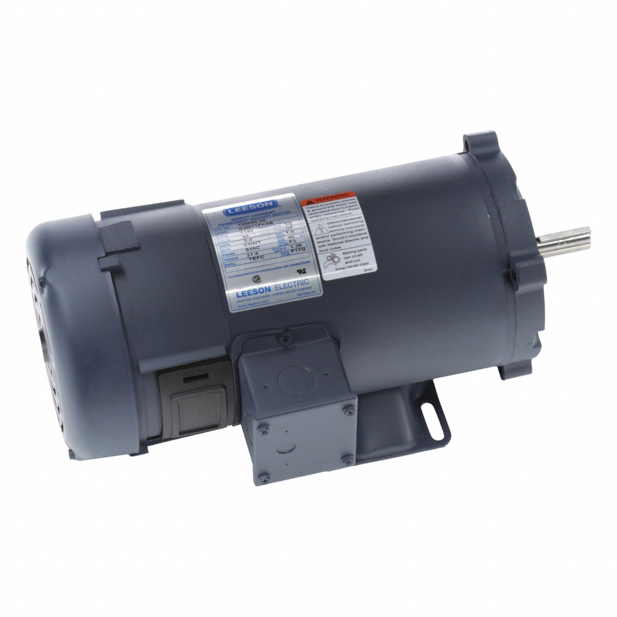 LEESON, 1/2 HP, 1,140 Nameplate RPM, DC Permanent Magnet Motor - 820GV8 ...