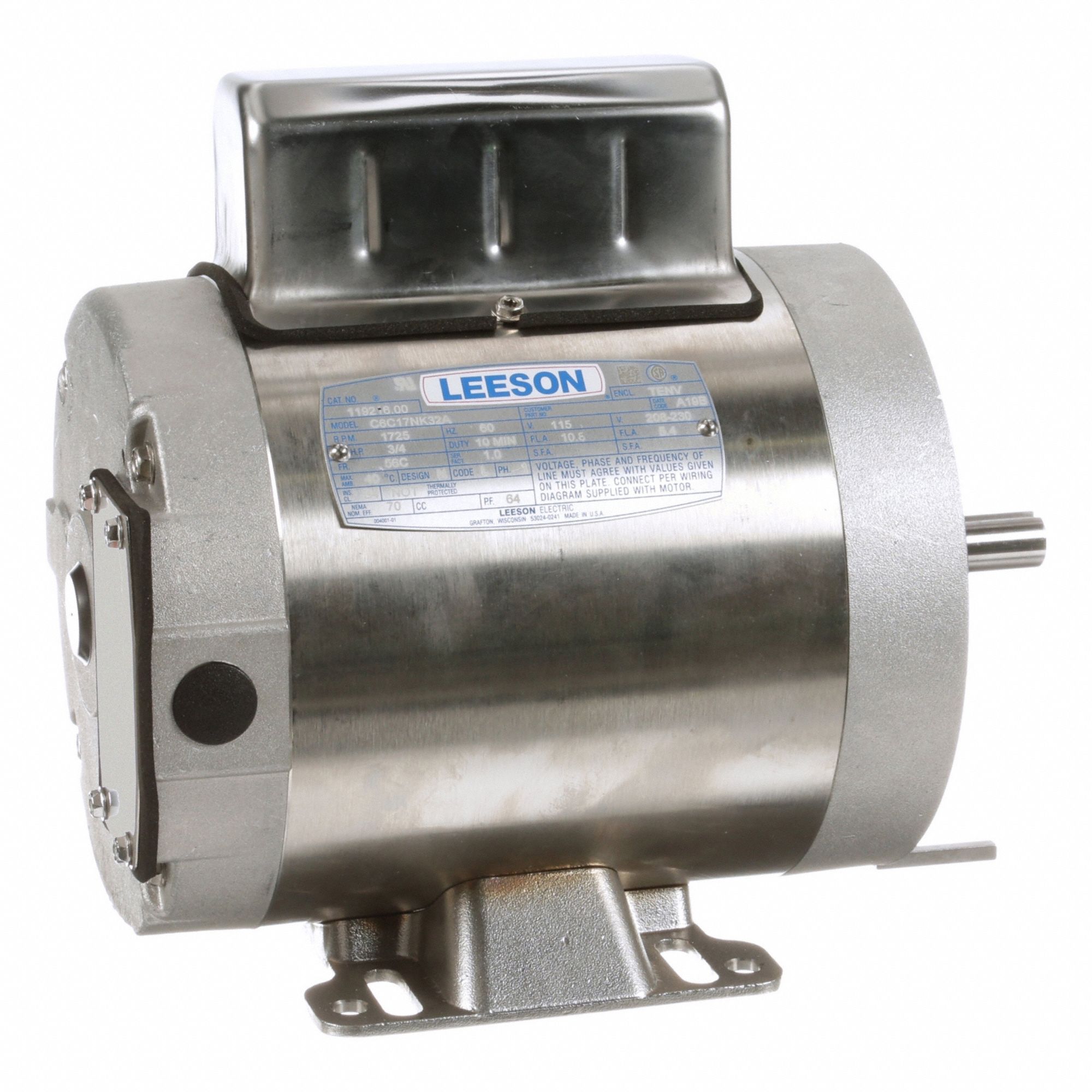 LEESON, Capacitor-Start, 3/4 hp Horsepower, Washdown Motor - 820GZ2|119216.00 - Grainger