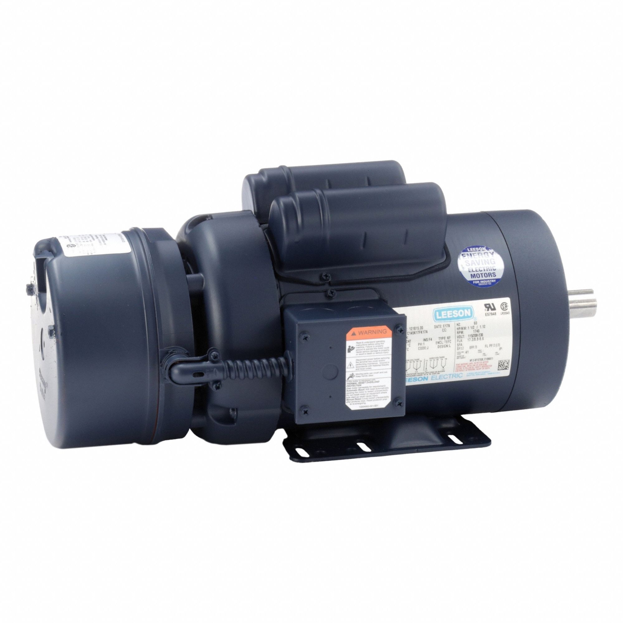 LEESON, Totally Enclosed Fan Cooled, 1 1/2 hp Horsepower, Brake Motor ...