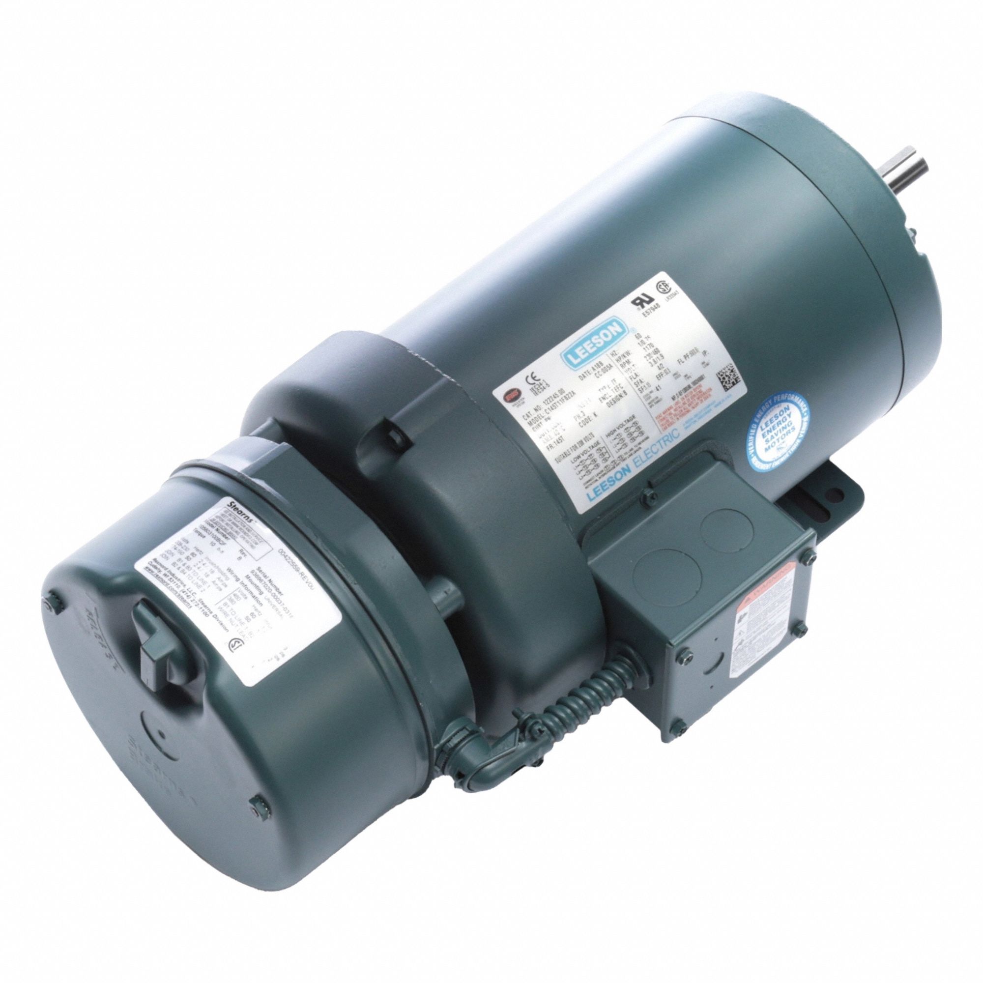 LEESON, Totally Enclosed Fan Cooled, 1 hp Horsepower, Brake Motor ...