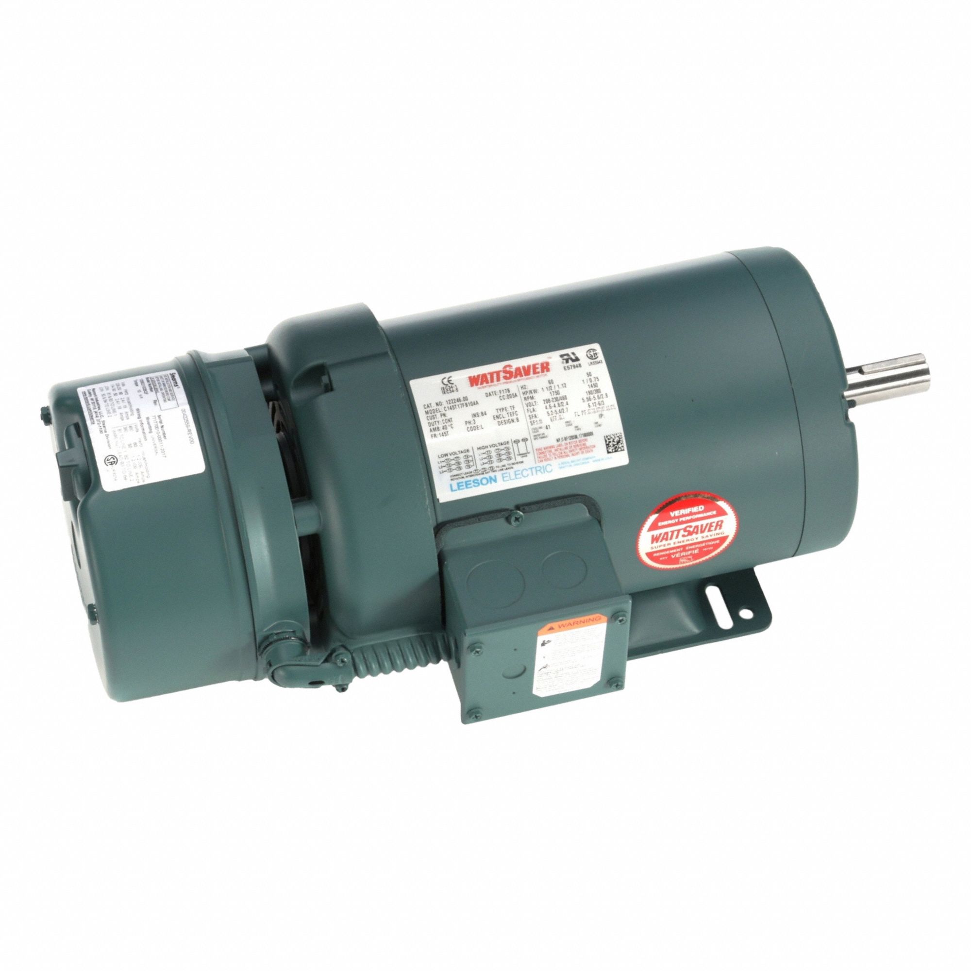 LEESON, Totally Enclosed Fan Cooled, 1 1/2 hp Horsepower, Brake Motor ...