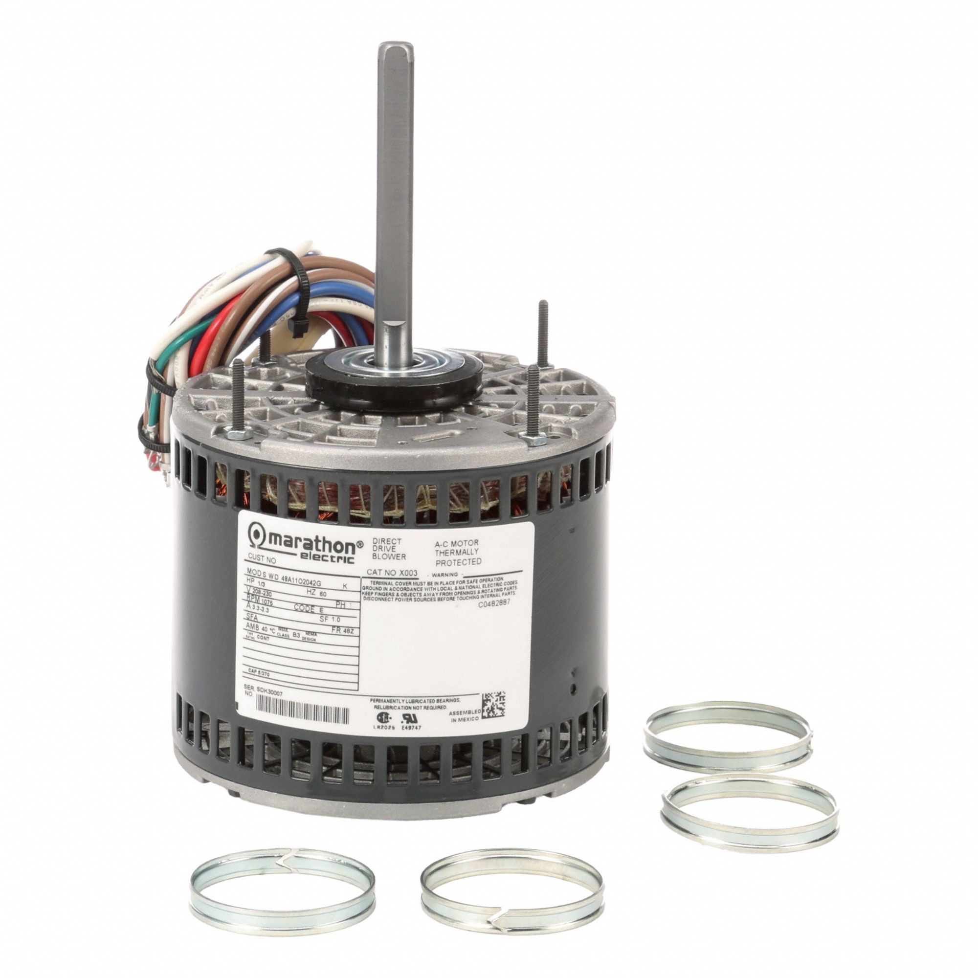 LEESON, 3 Speed, Open Air-Over, Direct Drive Blower Motor - 820H44 ...