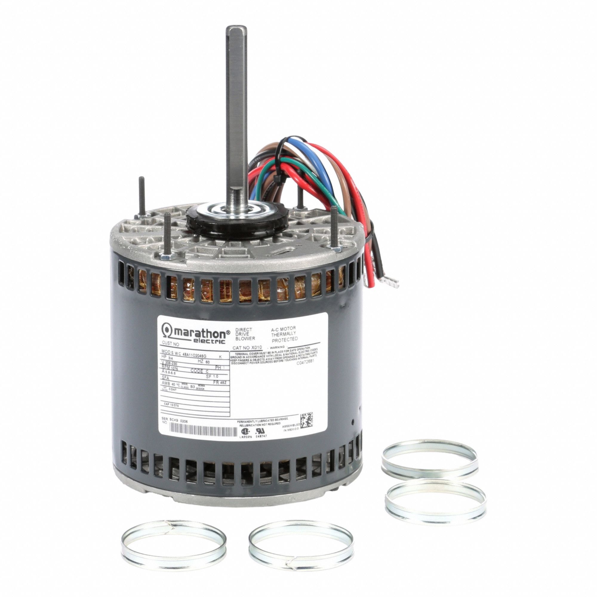 LEESON, 3 Speed, Open Air-Over, Direct Drive Blower Motor - 820H45 ...