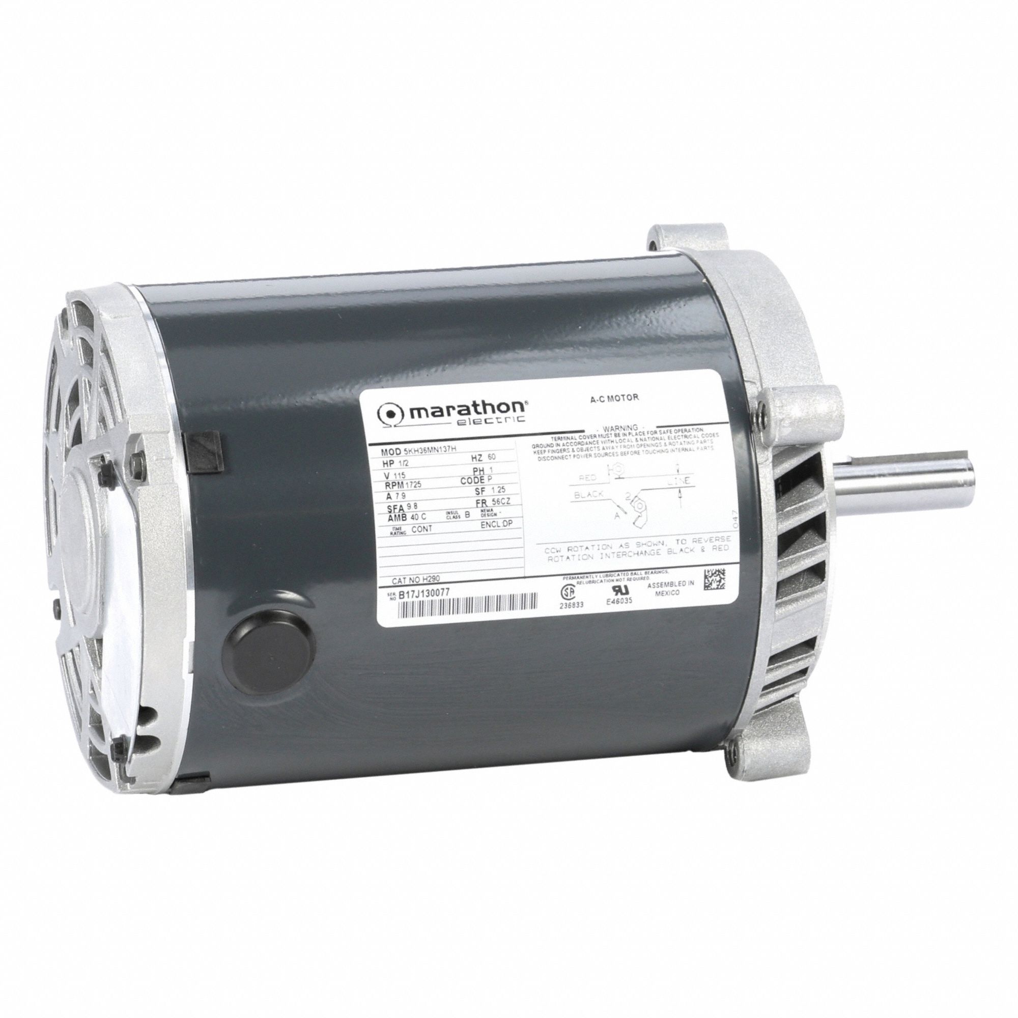 LEESON, 1 Speed, Open Dripproof, Direct Drive Blower Motor - 820HD2 ...
