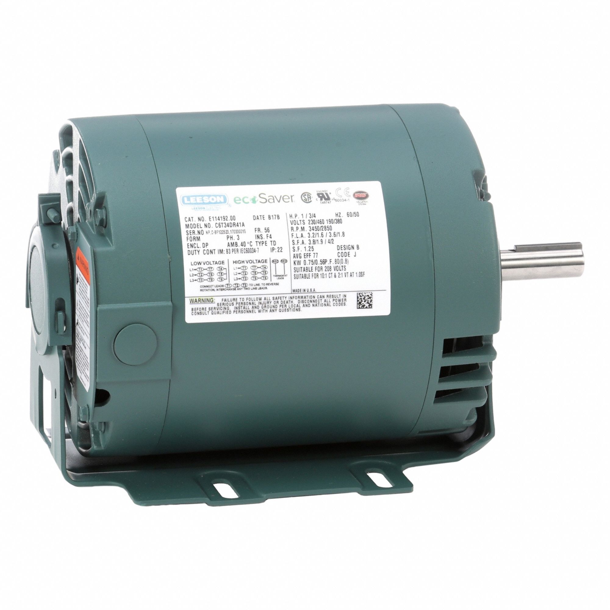 LEESON, Open Drip Proof, Rigid Base Mount, General Purpose Motor ...