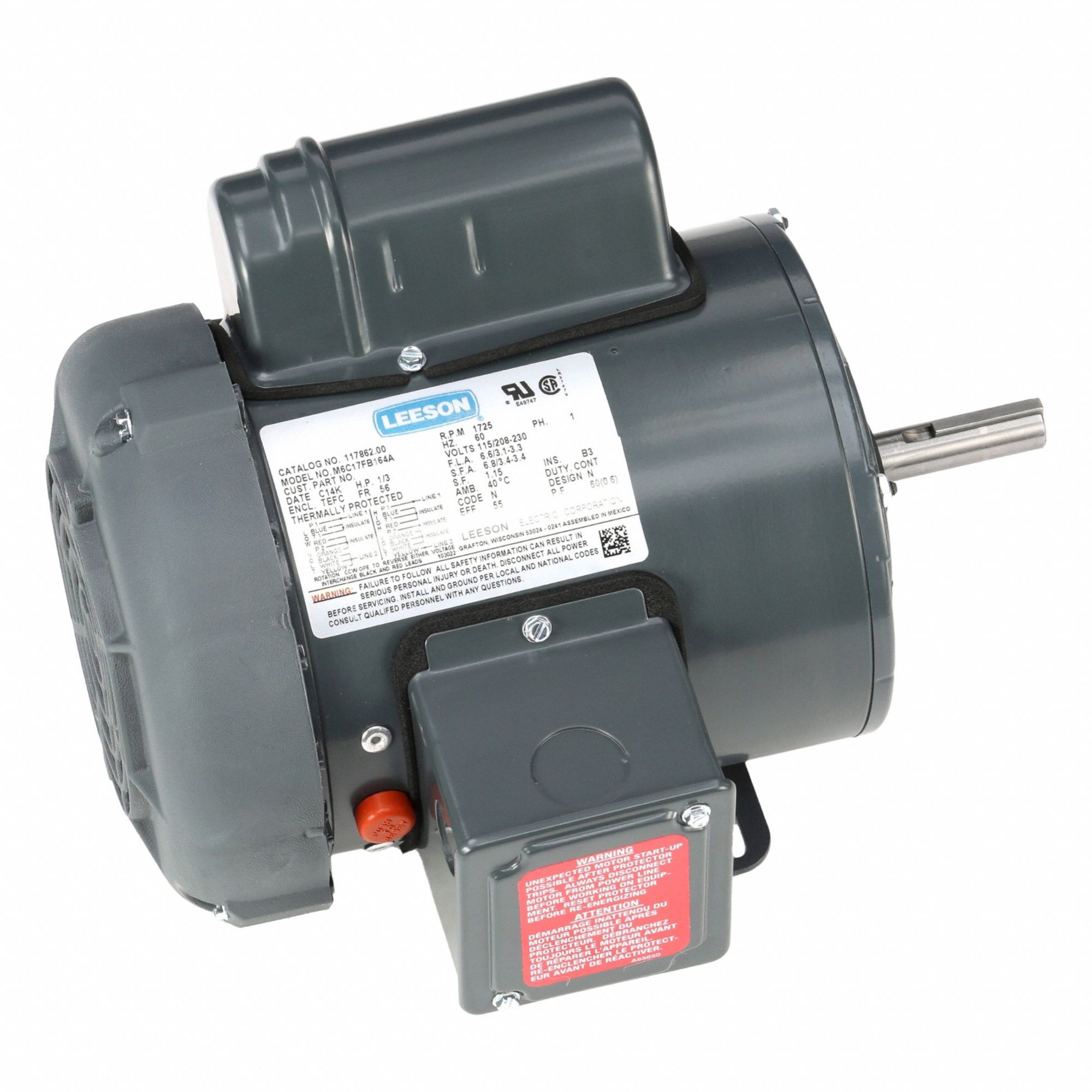 LEESON, Single Phase, Rigid Base, Farm Duty Motor - 820HJ0|117862.00 ...