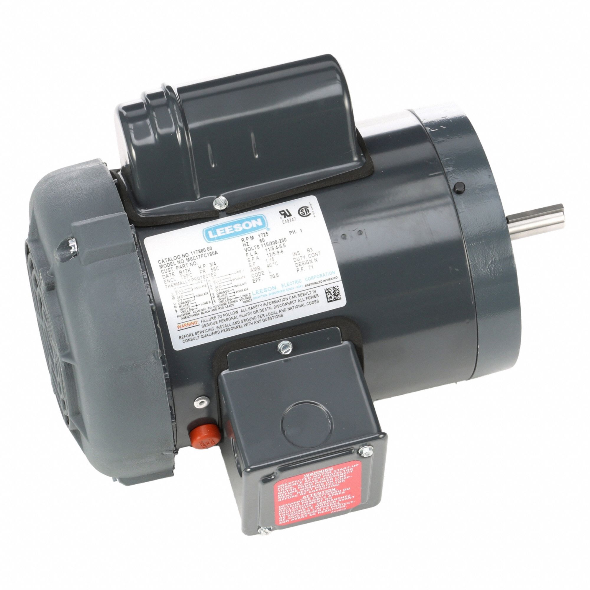 LEESON, Single Phase, C-Face, Farm Duty Motor - 820HJ6|117880.00 - Grainger