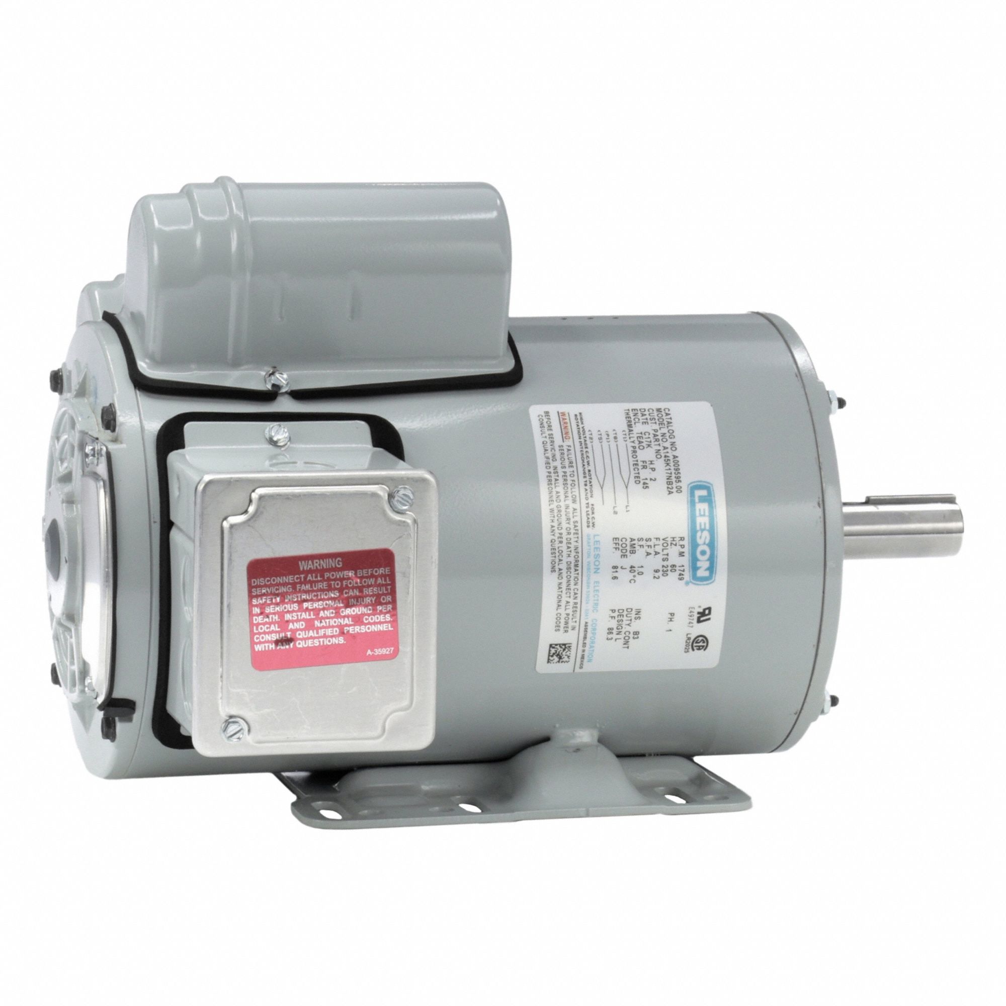 LEESON, Single Phase, Rigid Base, Farm Duty Motor - 820HK4|A009595.00 ...