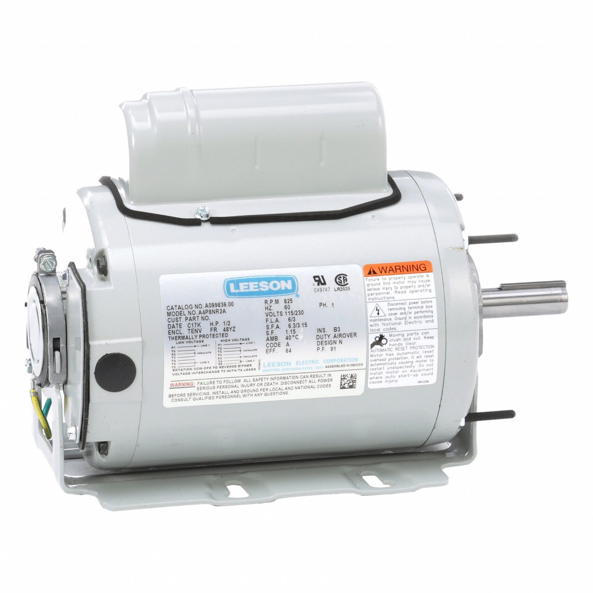 LEESON, Single Phase, Cradle Base, Farm Duty Motor - 820HL0|A099836.00 ...