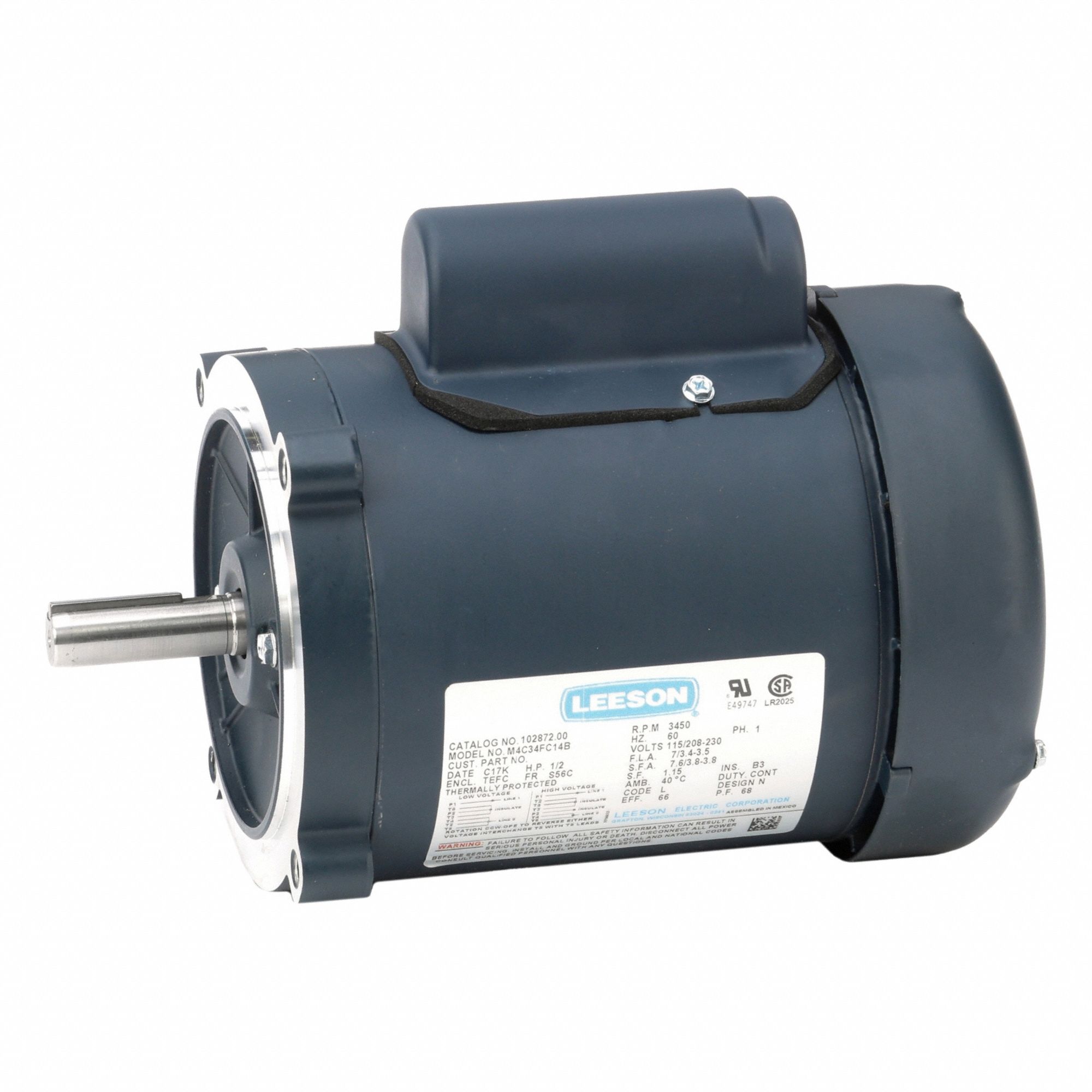 LEESON, Single Phase, 1/2 hp, General Purpose Motor - 820HN7|102872.00 ...