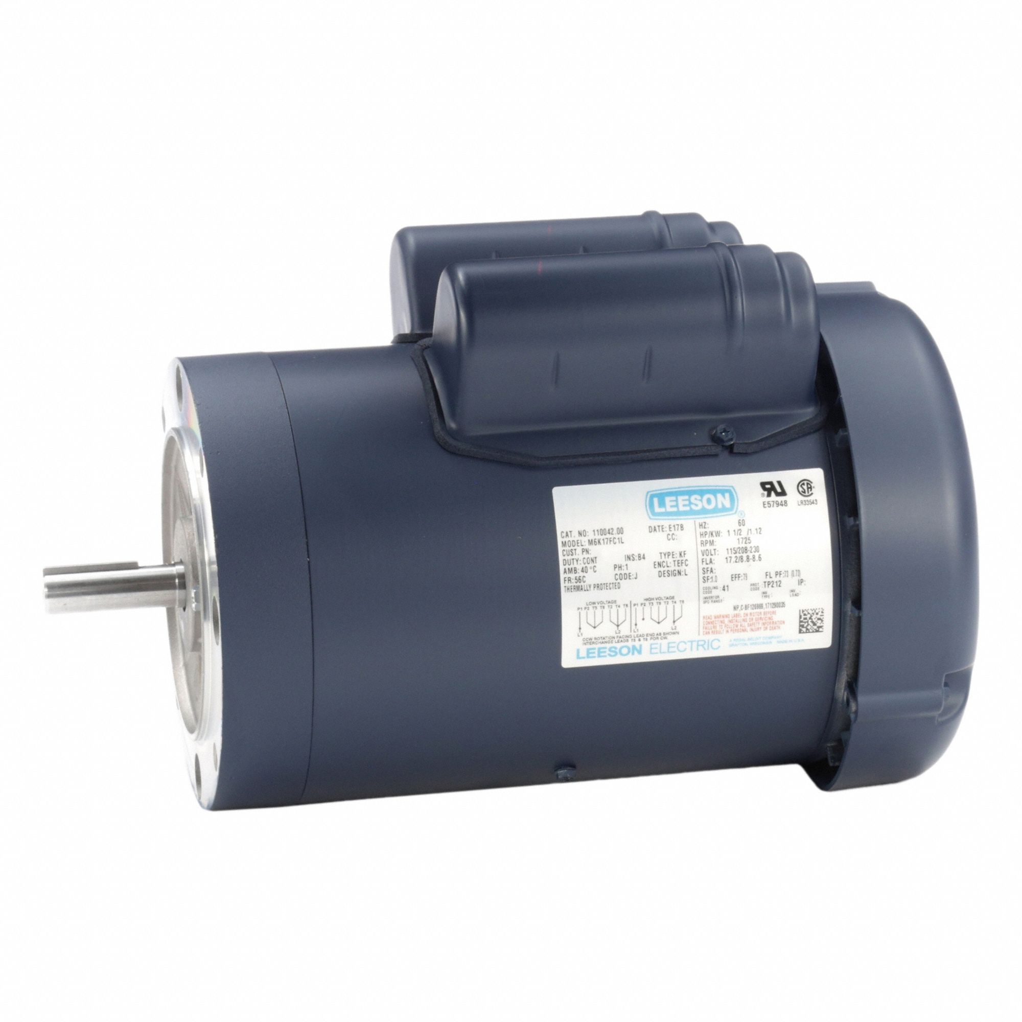 LEESON, Single Phase, 1 1/2 hp, General Purpose Motor - 820HP2|110042. ...