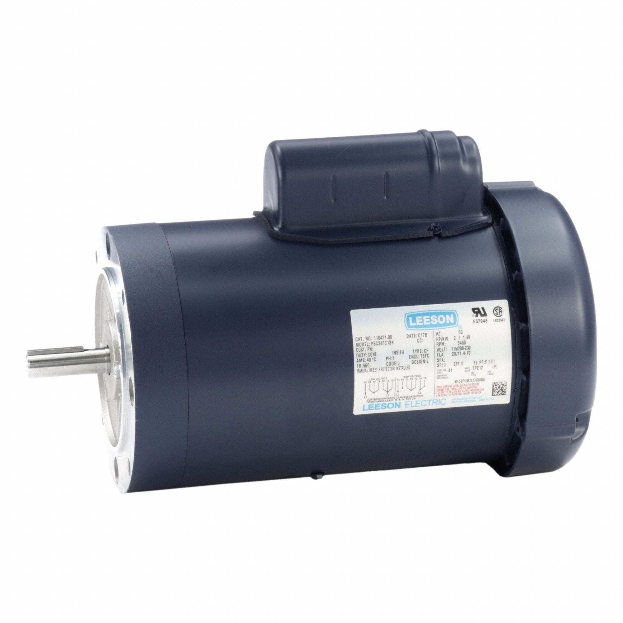 LEESON, Single Phase, 2 hp, General Purpose Motor - 820HP7|110421.00 ...