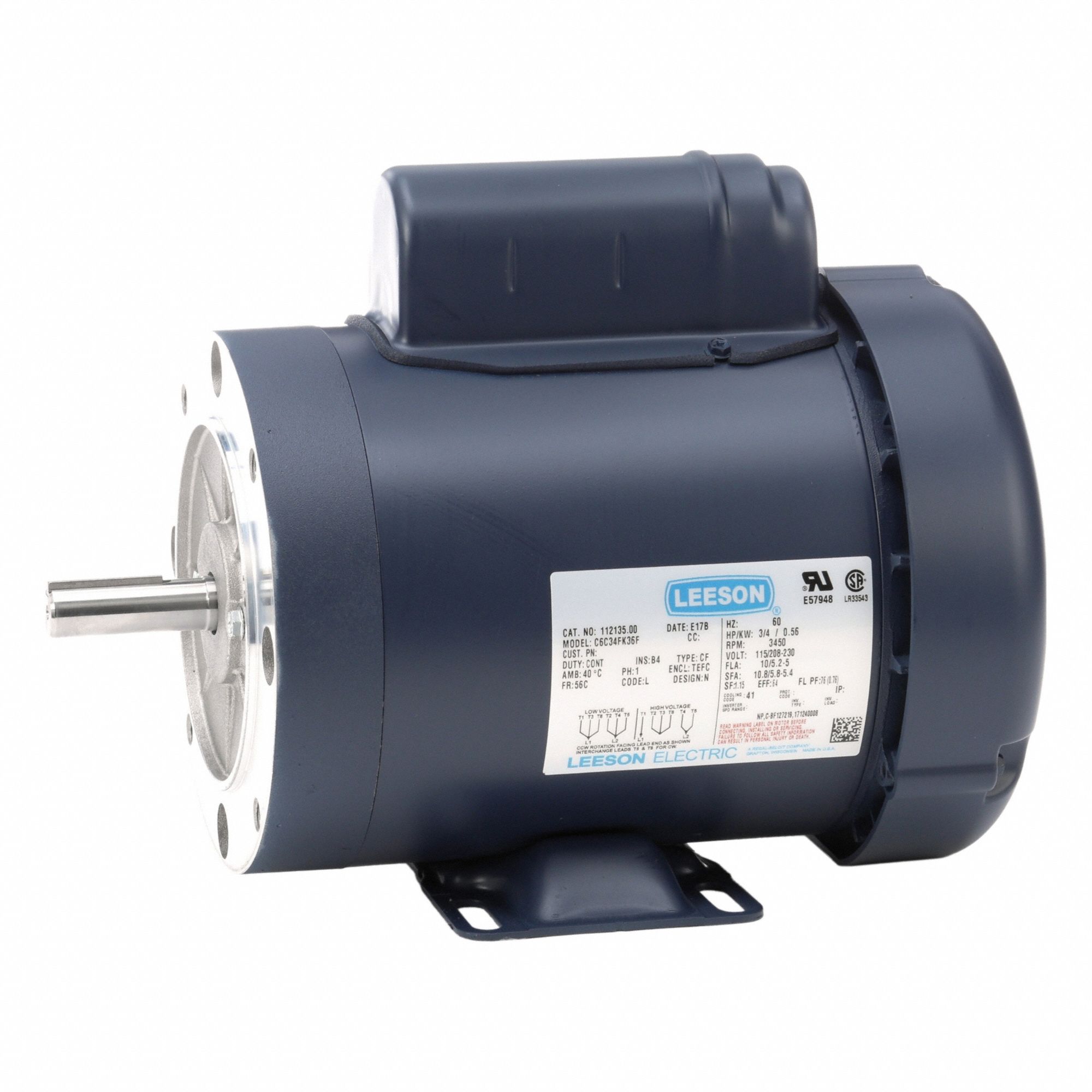 LEESON, Single Phase, 3/4 hp, General Purpose Motor - 820HR2|112135.00 ...