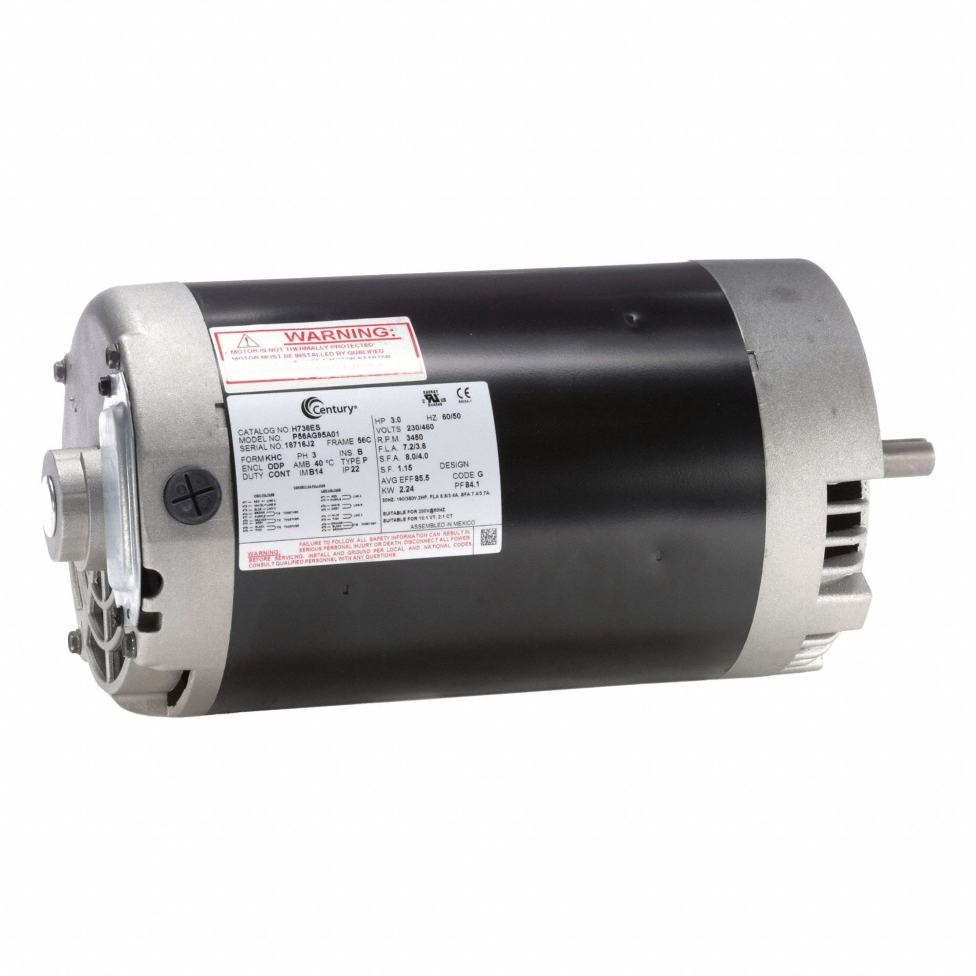 CENTURY, 3 HP, 1.15 Motor Service Factor, Pool and Spa Pump Motor ...