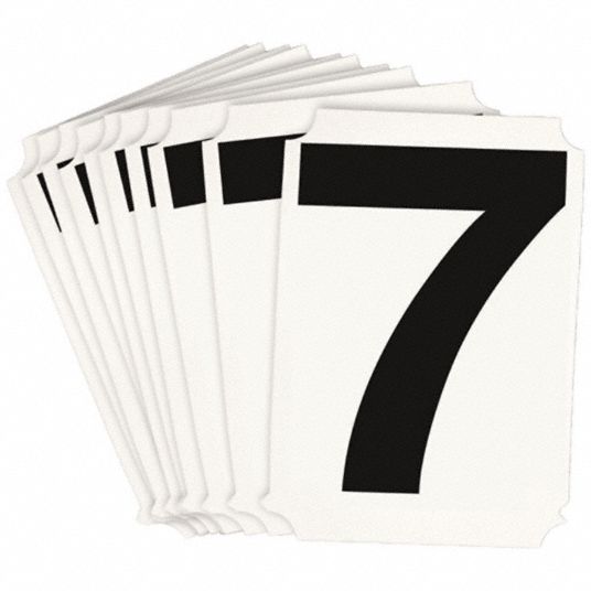 3 in Character Ht, Indoor/Outdoor, Number Label - 800P43|8215P-7 - Grainger