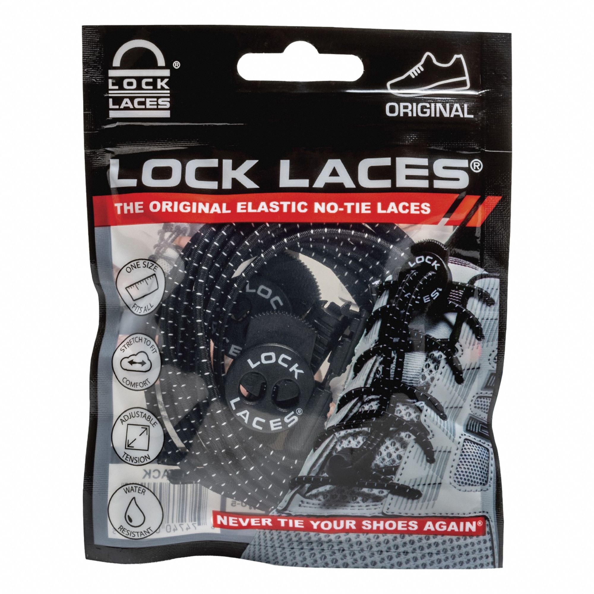 LOCK LACES, Black, Any Size Shoe, Safety Shoe Laces - 832ZN0|BLK48 ...