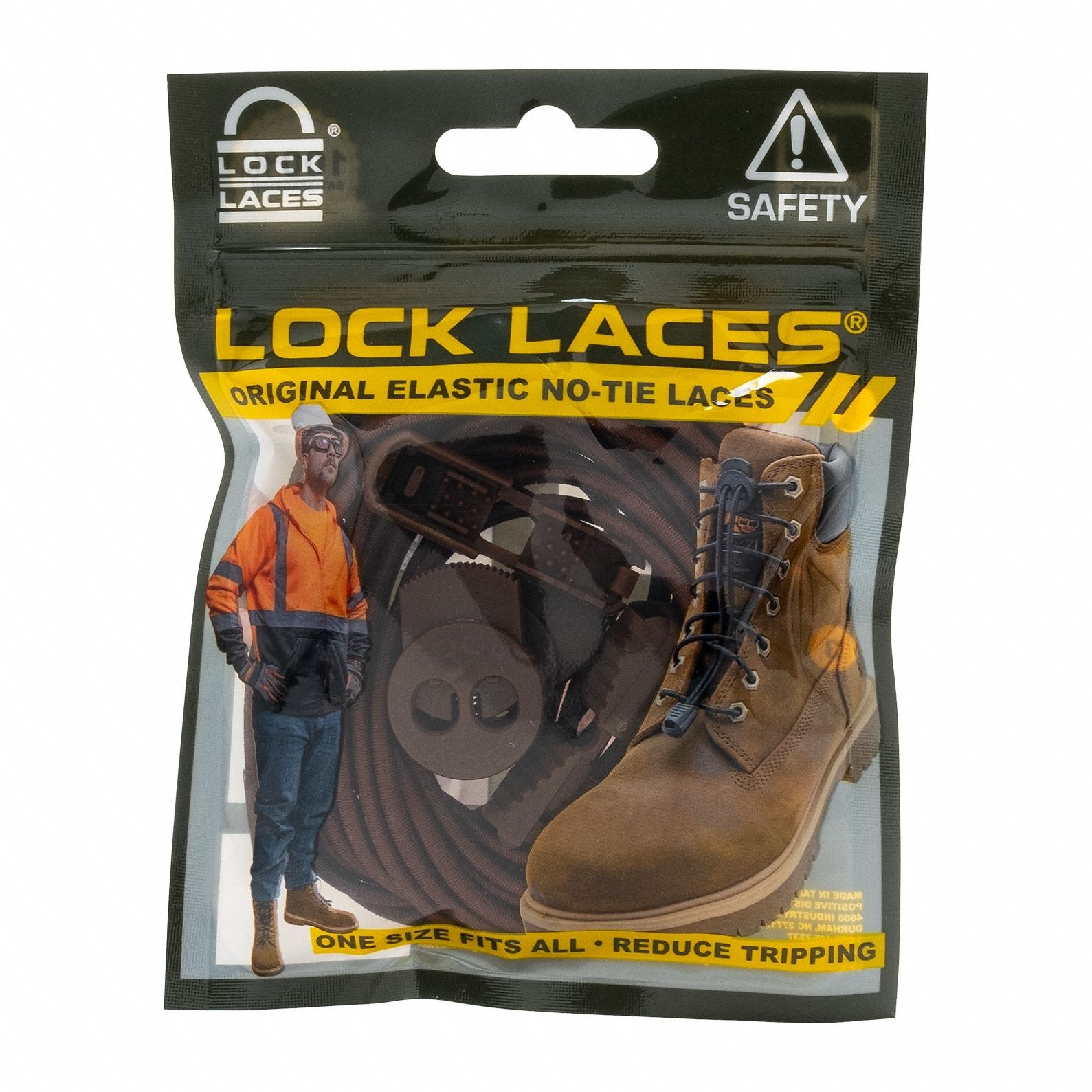 LOCK LACES, Brown, Any Size Boot or Shoe, Safety Boot Laces - 832ZN9 ...