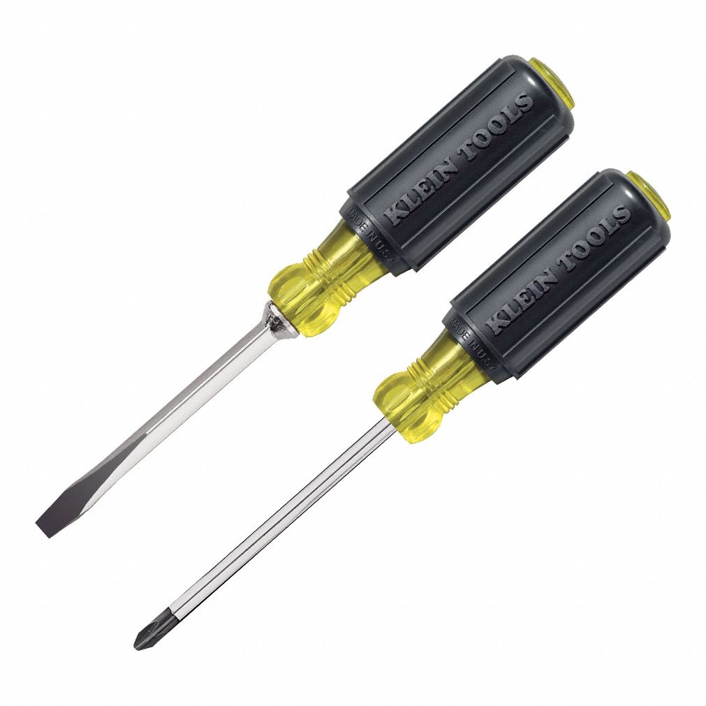 KLEIN TOOLS, 2 Pieces, Phillips/Slotted/Square Tip, Screwdriver Set ...