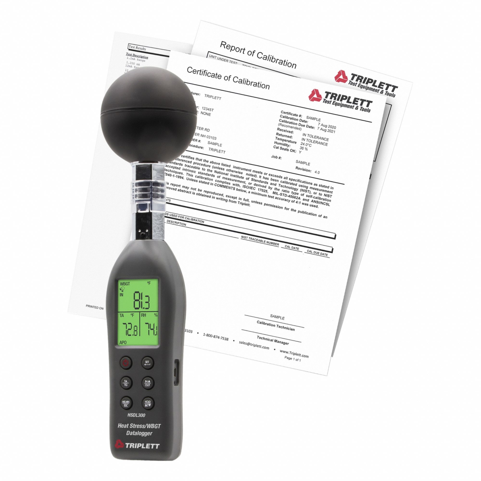 TRIPLETT, 3 in Globe Dia., With NIST Calibration Certificate, Heat Stress Monitor - 858XX7 ...