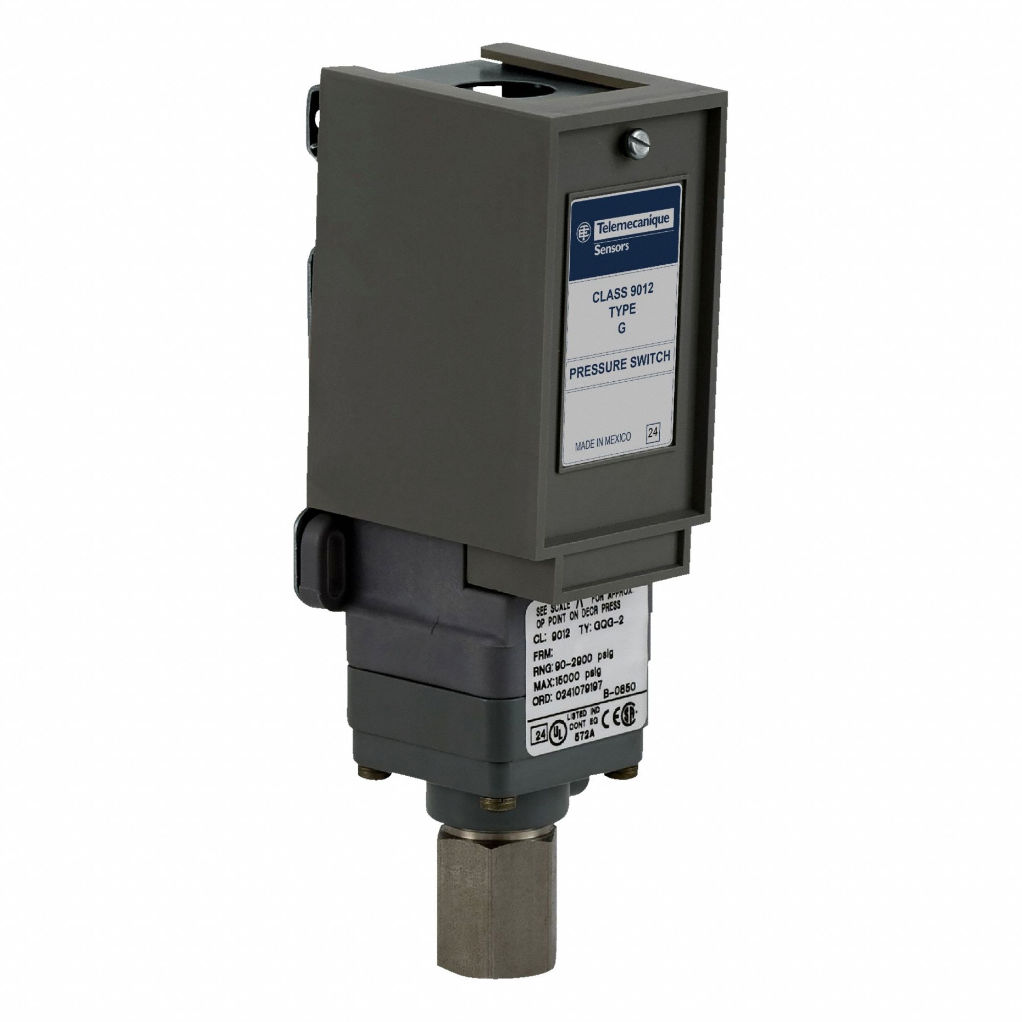 TELEMECANIQUE SENSORS, 3 psi – 150 psi, 9012G Series, Pressure Switch ...
