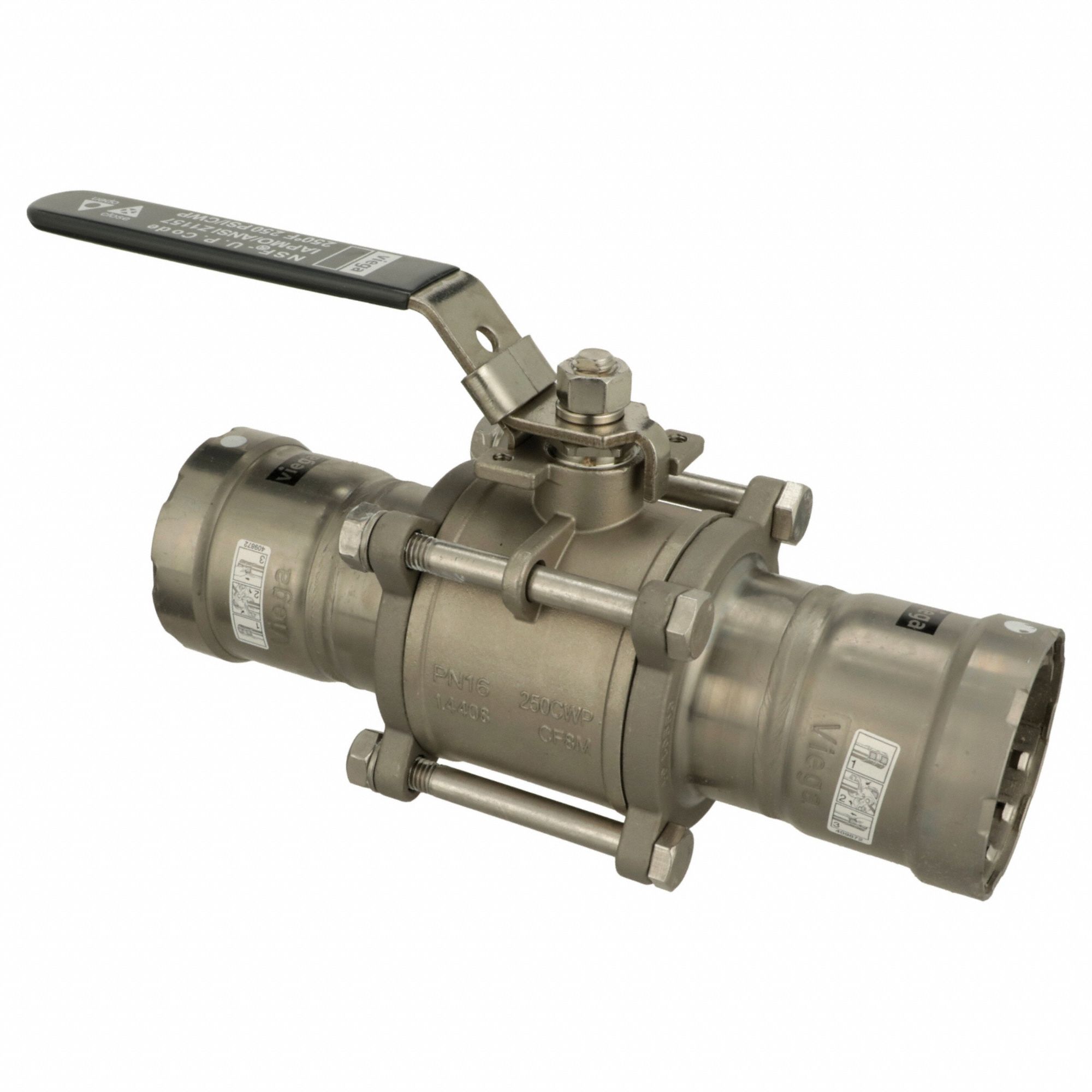 VIEGA MEGAPRESS, 2 in, 316 Stainless Steel, Manual Two-Way Ball Valve - 794CM4|28505 - Grainger