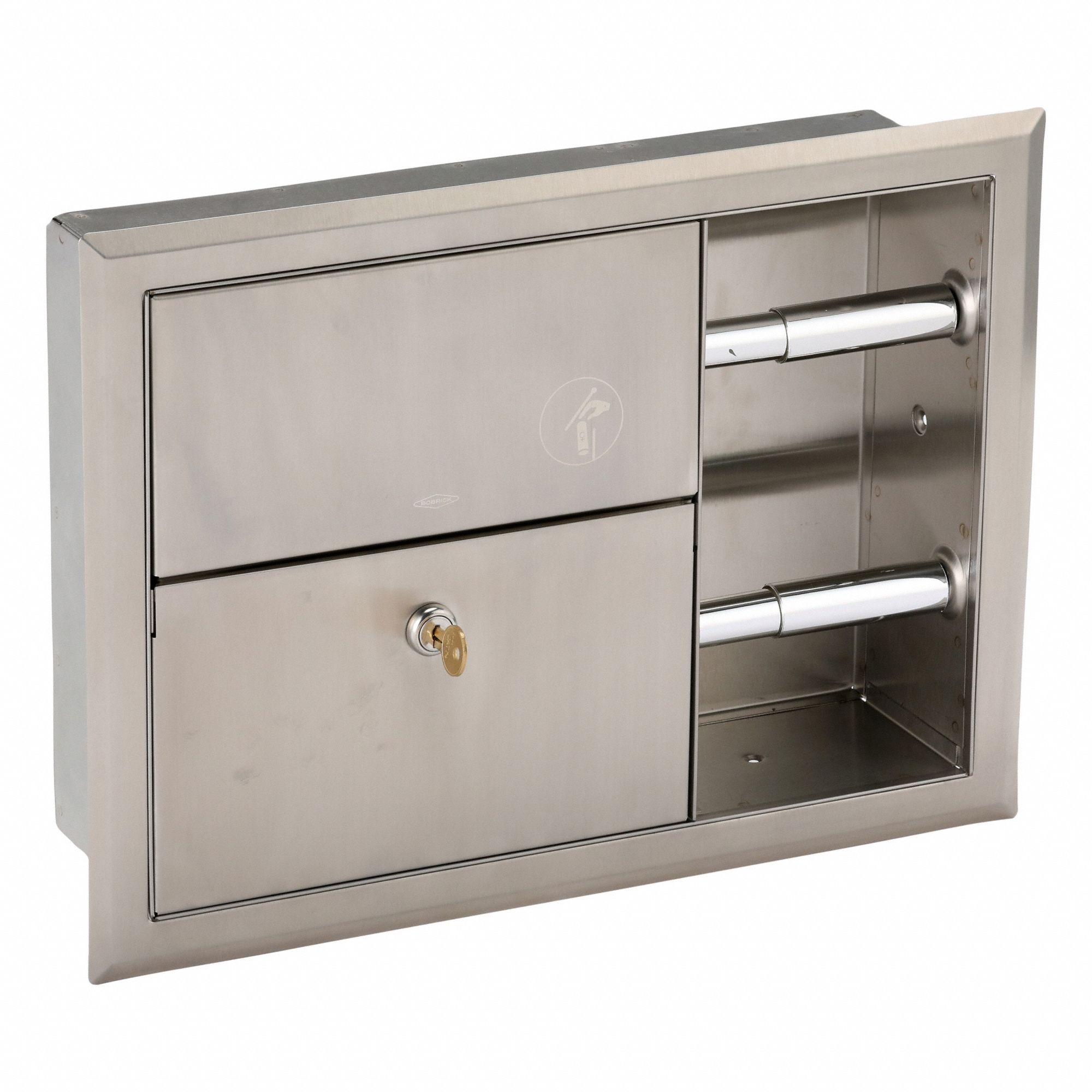 BOBRICK, Wall-Mounted, Stainless Steel, Sanitary Napkin Receptacle with ...