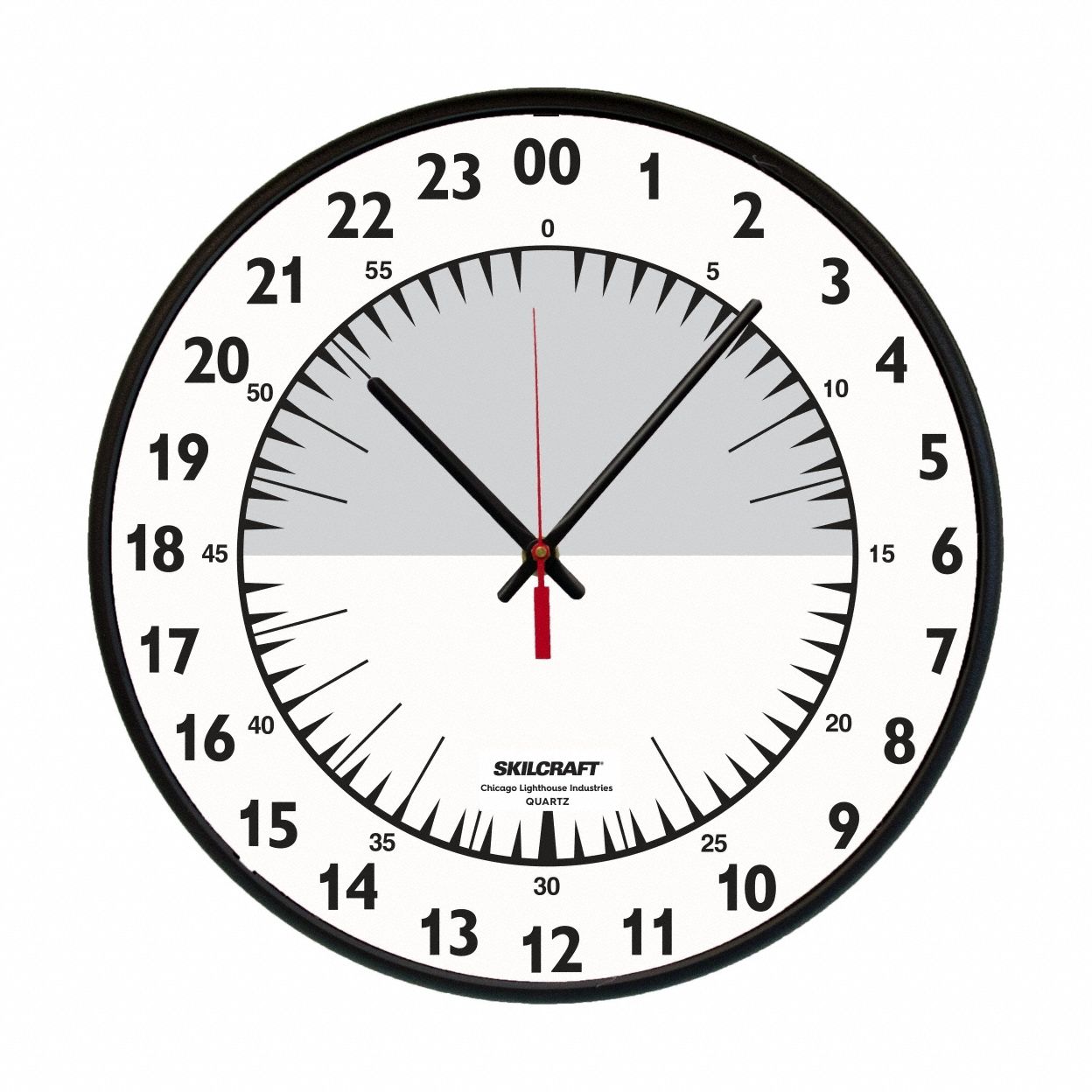 Wall Clock,24Hr, QRTZ, BLK,12.75" - Grainger