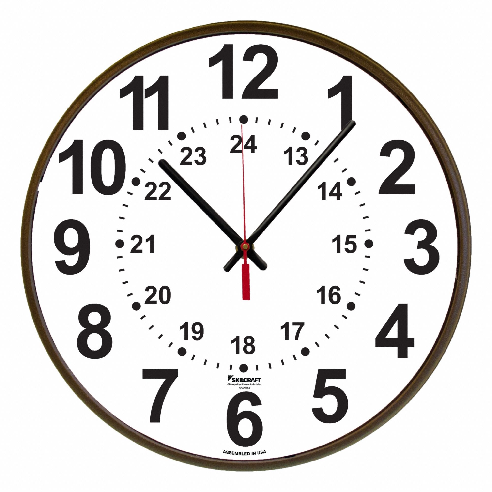 Wall Clock,12/24Hr, QRTZ, BLK,12.75" - Grainger