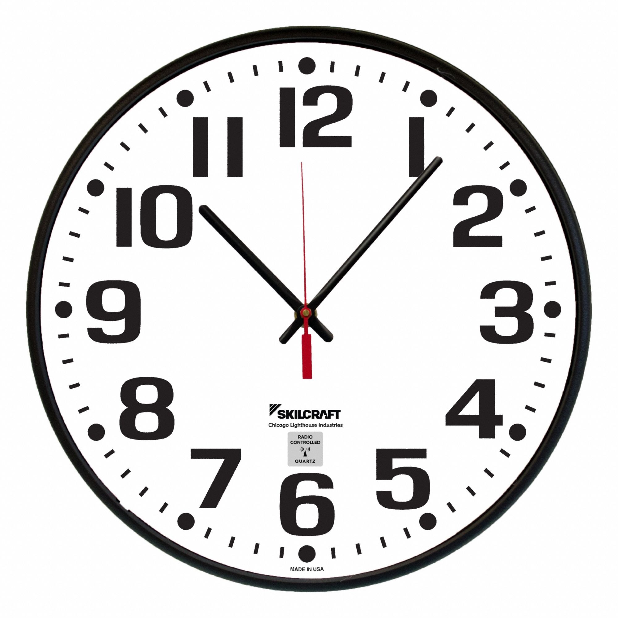 Wall Clock, Atomic,BLK, 9.25" - Grainger