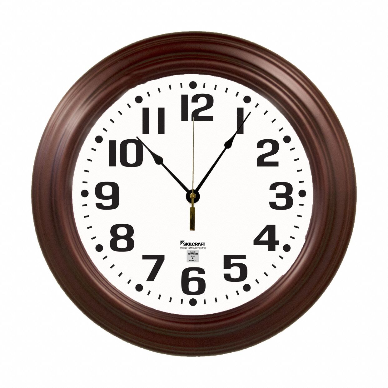 Wall Clock, Atomic, Mahogany Finish,16" - Grainger