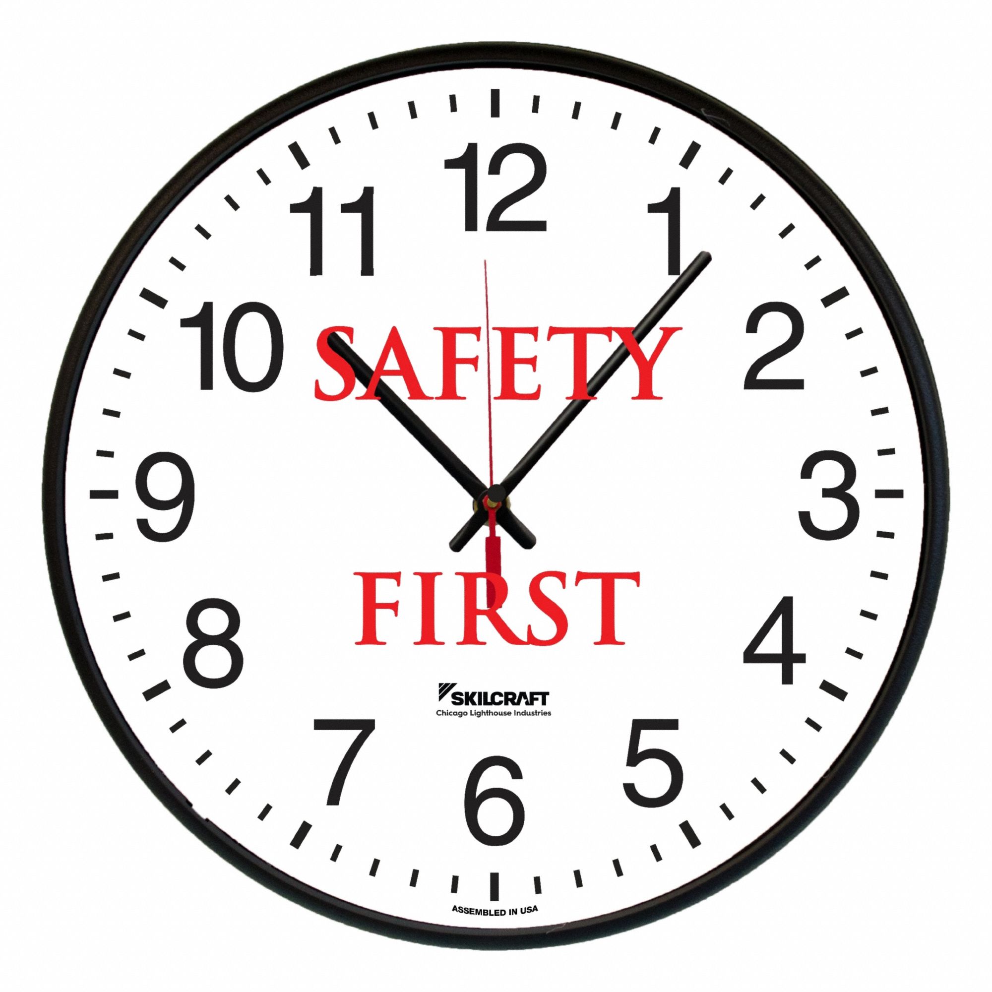 Wall Clock, QRTZ, "SAFETY FIRST",12.75" - Grainger