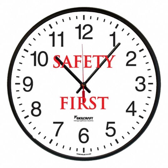 Wall Clock, QRTZ, "SAFETY FIRST",12.75" - Grainger