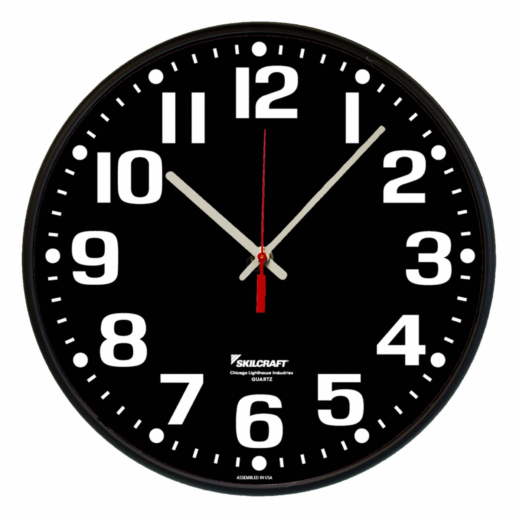 Wall Clock,EZ Read, HighContrast,12.75" - Grainger