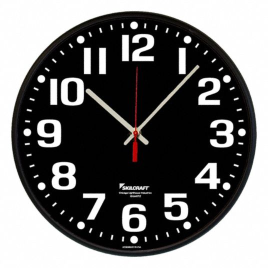 Wall Clock,EZ Read, HighContrast,12.75" - Grainger