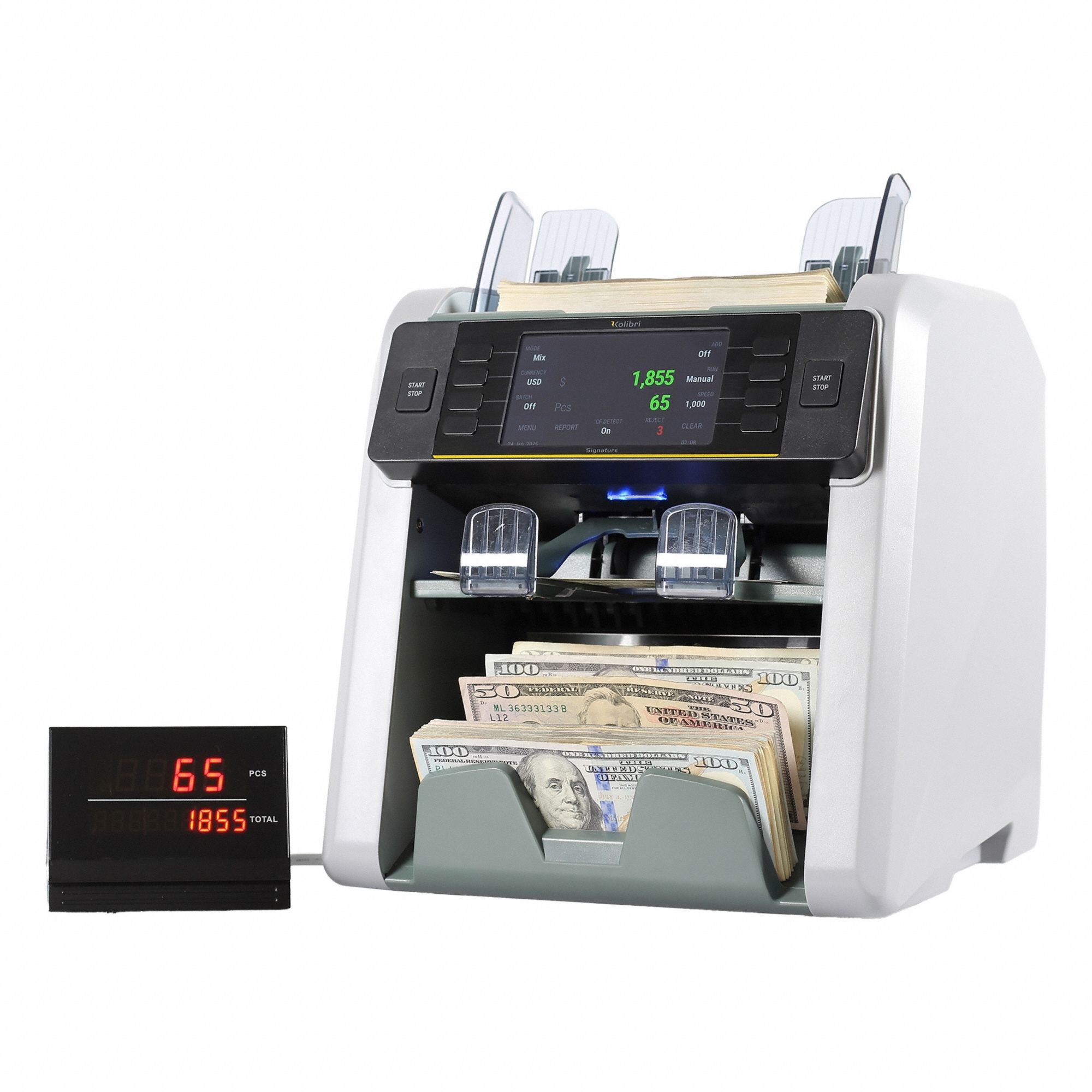 200 Bills/500 Bills Capacity, 11 11/16 in Overall Ht, Bill Counter ...