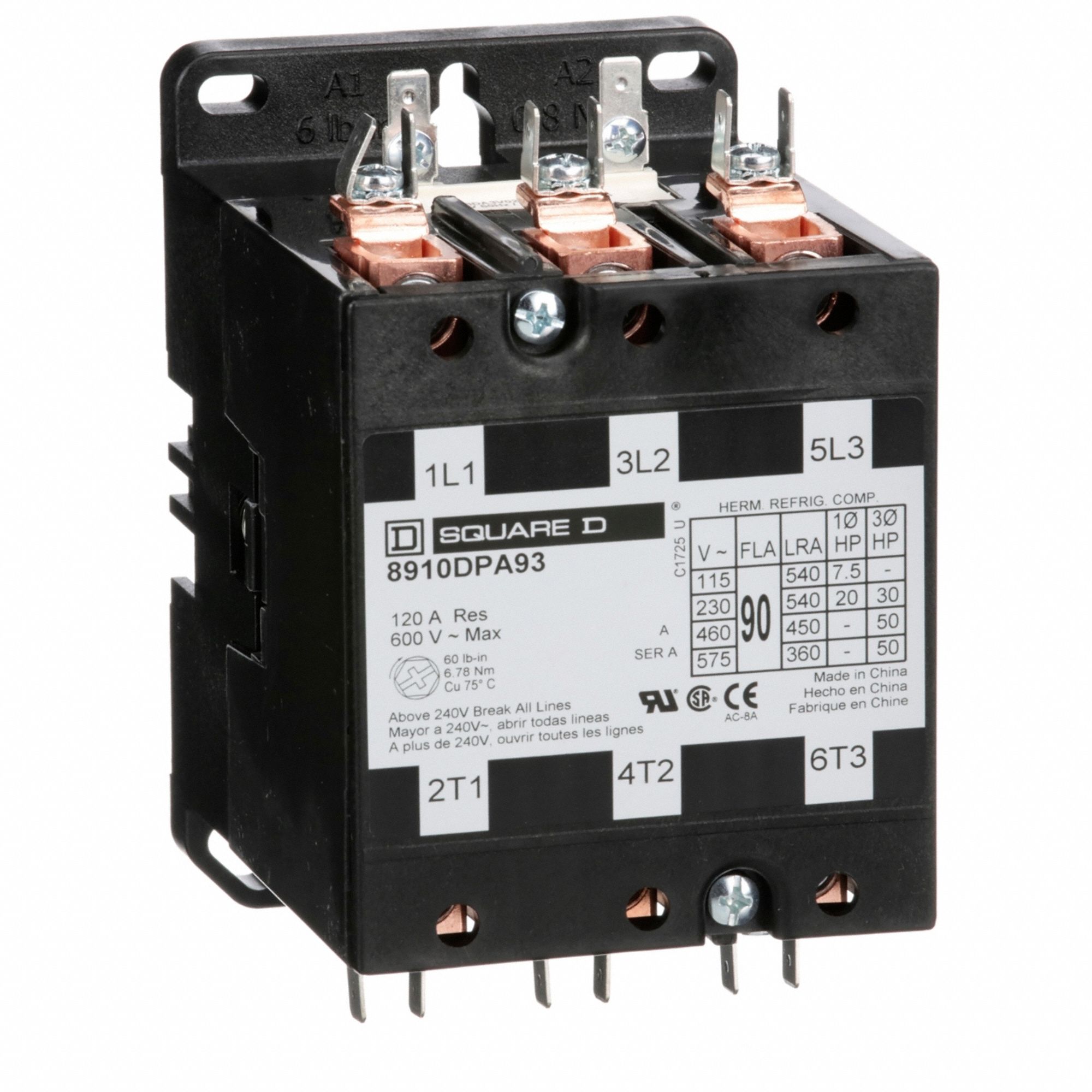 SQUARE D, 3 Poles, 208-240V AC, Definite Purpose Magnetic Contactor ...