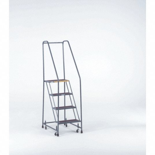 BALLYMORE 6-Step Rolling Ladder, Serrated Step Tread, 93 in Overall ...