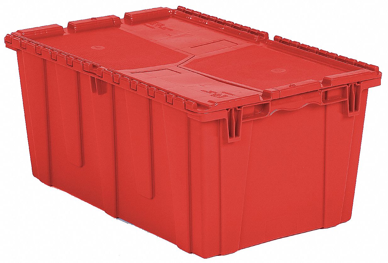 ORBIS CONTAINER 2.3CU FT RED ATTACHED LID - Straight Wall Containers ...