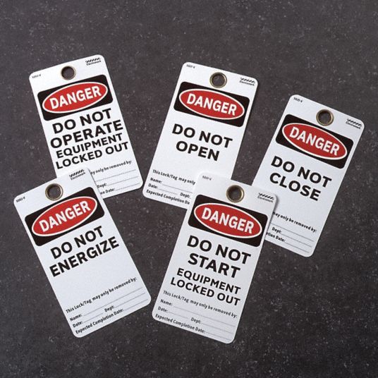 ELECTROMARK Danger Tag, Vinyl, Equipment Locked Out, 5-3/4" x 3", 25 PK ...