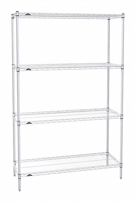 METRO WIRE SHELVING UNIT,WHITE,63 IN H,SS - Freestanding Stationary ...