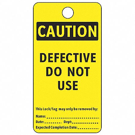 Yellow, English, Caution Tag - 9NNE1|5604C - Grainger