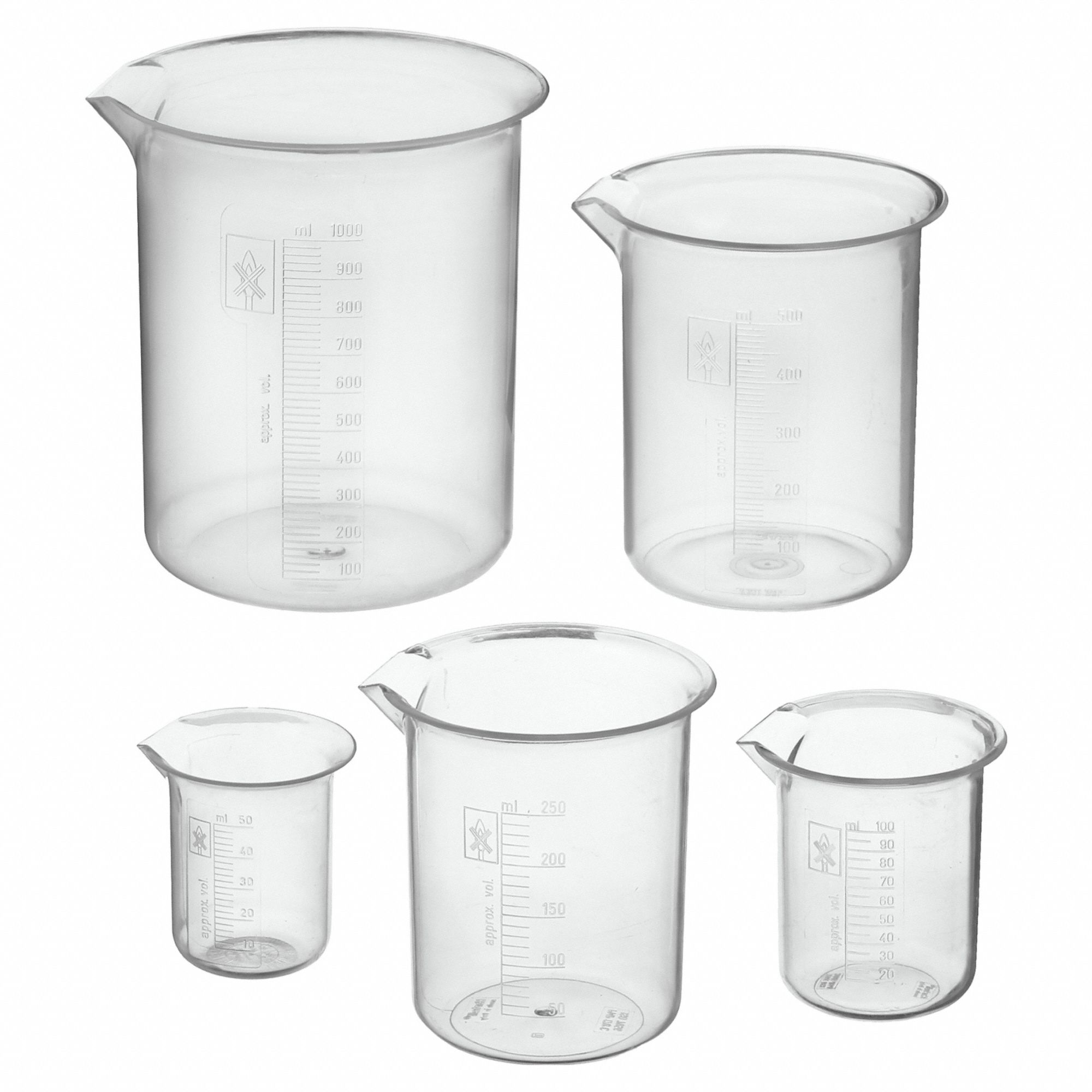 Low Form, 1 L_50 mL_100 mL_250 mL_500 mL Capacity - mL, Beaker Set ...