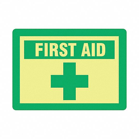 Fiberglass, 10 in x 14 in Nominal Sign Size, First Aid Sign - 8AE86 ...