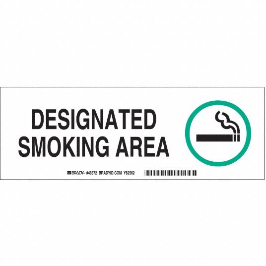 Aluminum, Mounting Holes Sign Mounting, Smoking Area Sign - 8AF11|46872 ...