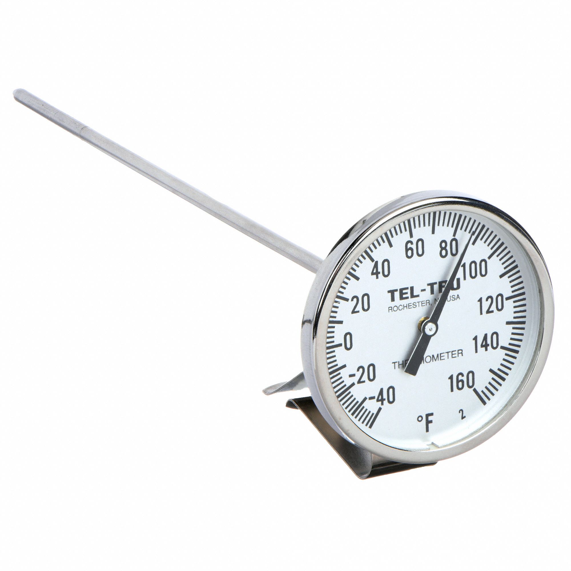 TEL-TRU Laboratory Dial Thermometer: 2 in Dial Dia, 8 in Stem Lg, NSF ...