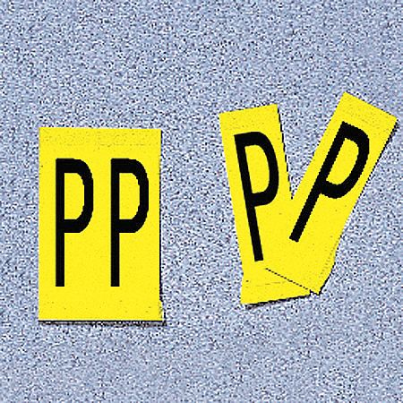 Letter Label, P, Yellow, 4 in Character Height, 25 PK - Grainger