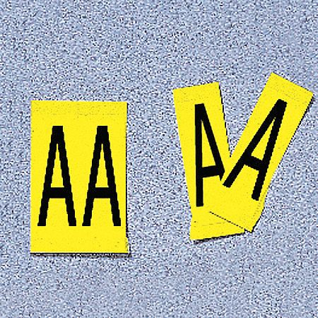 Letter Label, A, Yellow, 4 in Character Height, 25 PK - Grainger