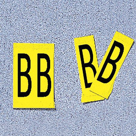 Letter Label, B, Yellow, 4 in Character Height, 25 PK - Grainger